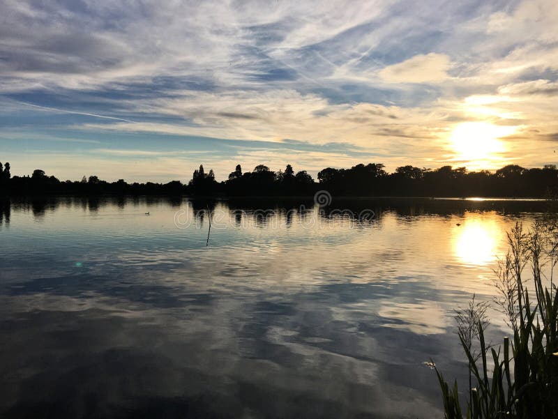 A View of the Lake at Ellesmere Stock Photo - Image of skies, swans ...
