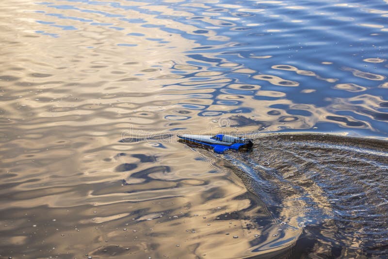 View Lake Featuring Miniature Model Remote Controlled Speedboat Stock ...