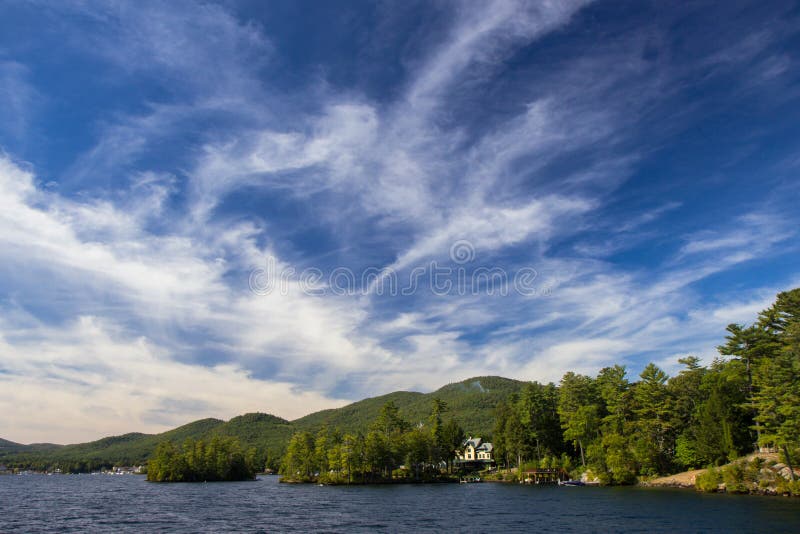 View of Lake George stock photo. Image of park, pier - 70520184