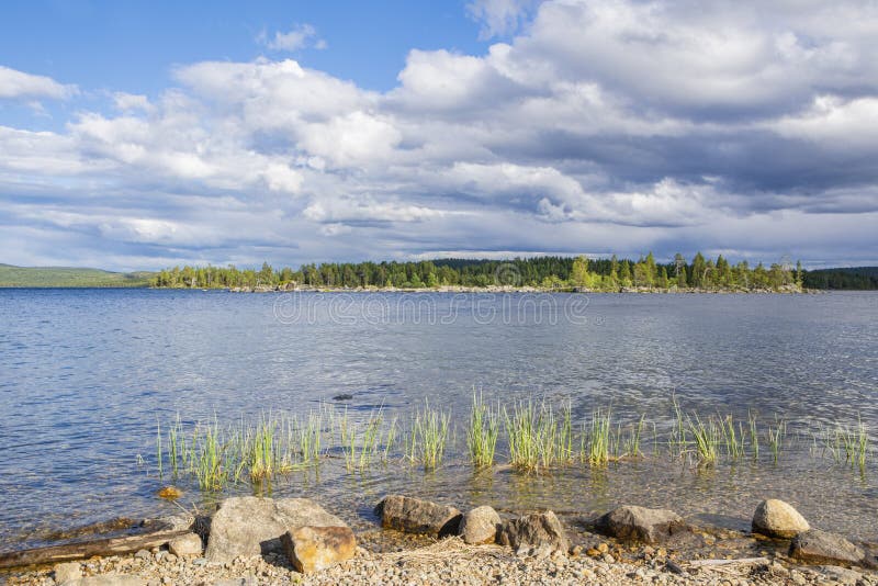View of the Lake Inari in Summer, Lapland, Finland Stock Image - Image ...