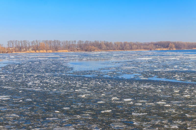 View of Lake with Melting Ice at Spring Stock Image - Image of danger ...