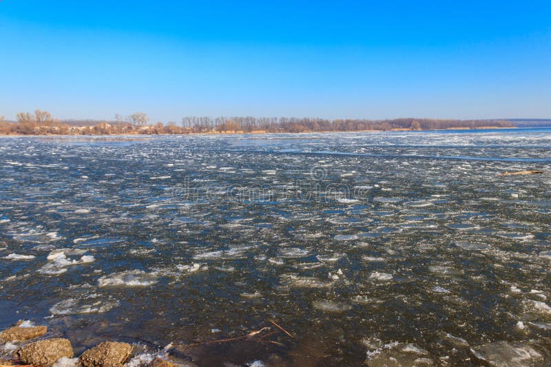 View of Lake with Melting Ice at Spring Stock Photo - Image of ...