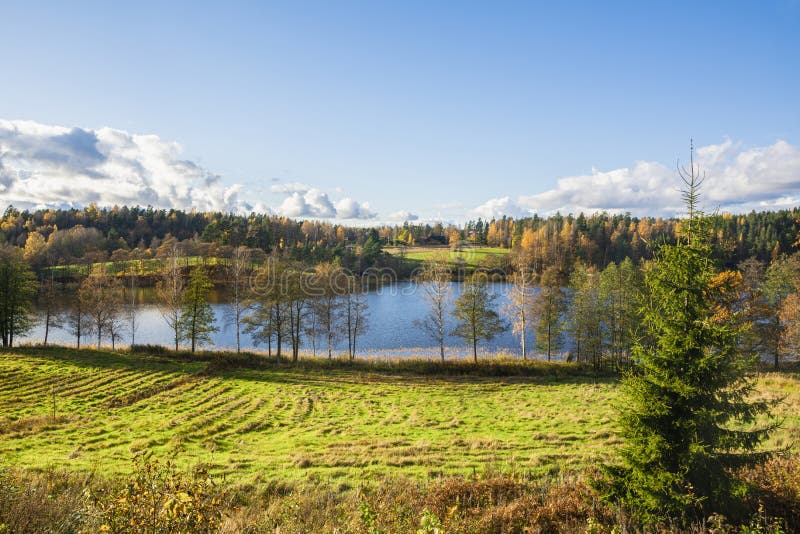 View of Lake Meiko Area in Spring, Rocks, Pine Trees and Lake ...