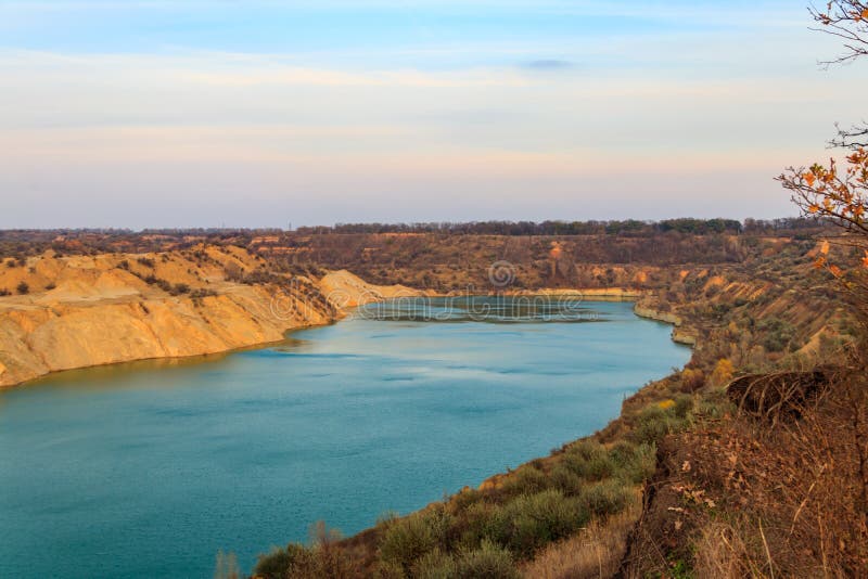 View of Lake with Sandy Shores in Flooded Sand Quarry Stock Image ...