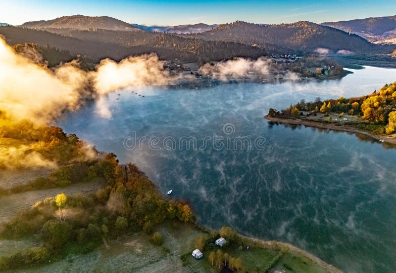 View of Lake Solina in Bieszczady Mountains, Poland Stock Image - Image ...