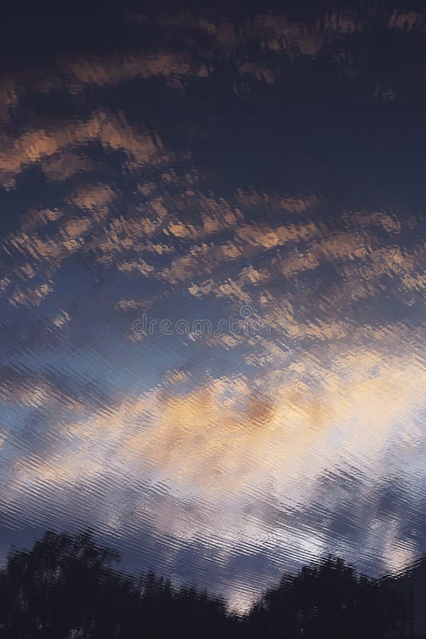 View of the Lake Surface with the Sky Reflection. Sunset Sky Ripple on ...