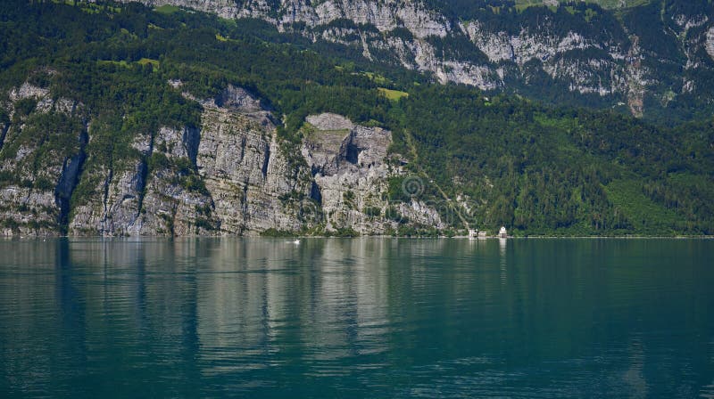 View of Lake Walensee in Switzerland Stock Image - Image of peaks ...