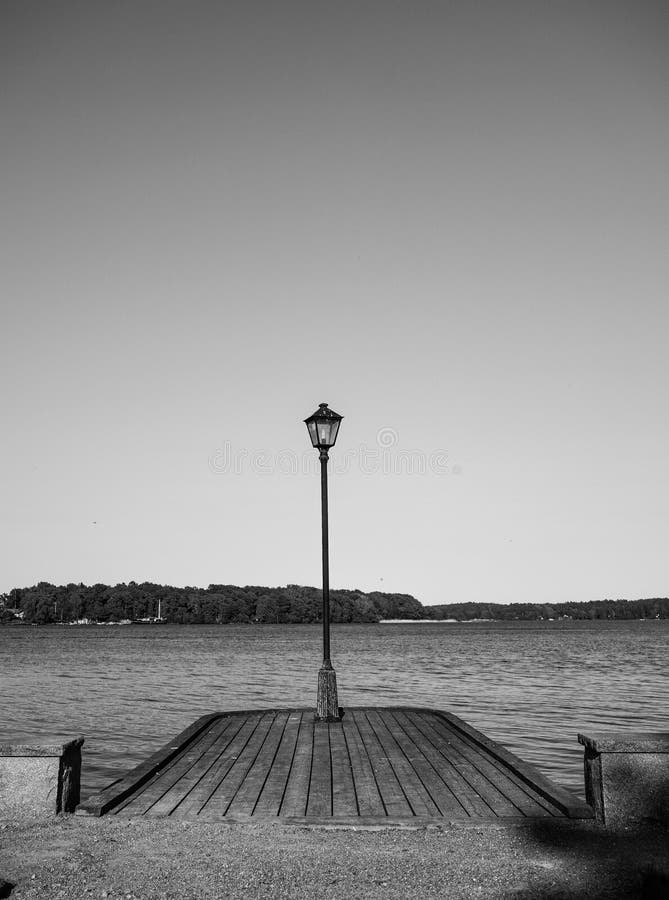 View of a Lamp Post in Front of a Lake Stock Photo - Image of post ...