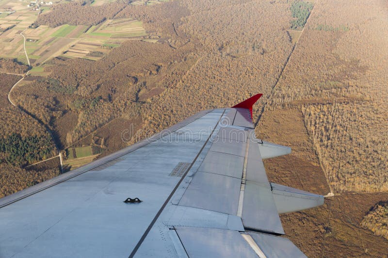 View of the Land from the Airplane during Take Off Stock Photo - Image ...