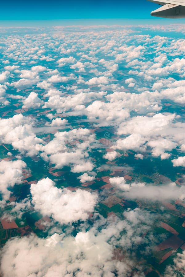 View of Land, Fields, and Clouds from Above Stock Image - Image of ...