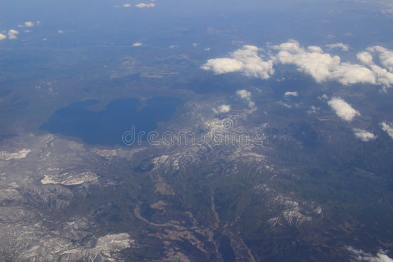 View of the Land, Fields, and Clouds from Above Stock Photo - Image of ...