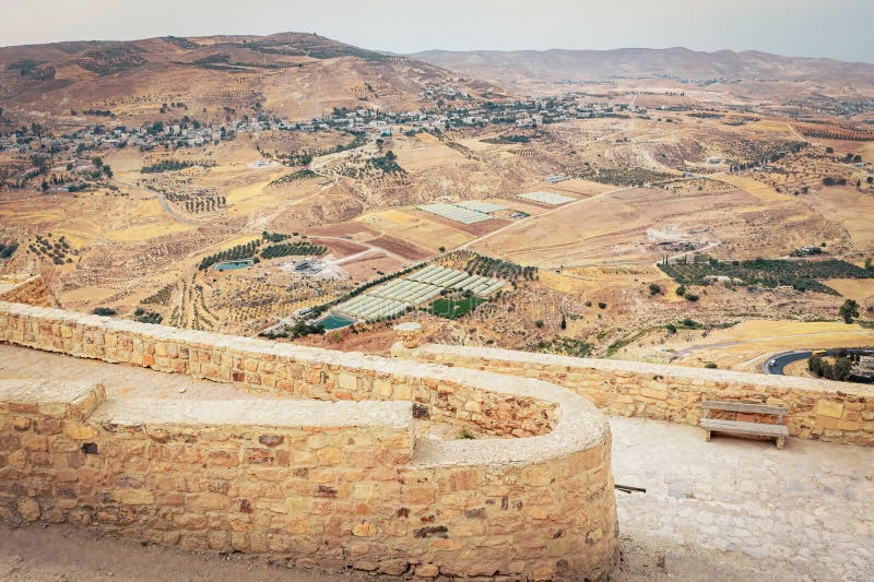 View of the Landscape Below the Kerak Castle Stock Image - Image of ...