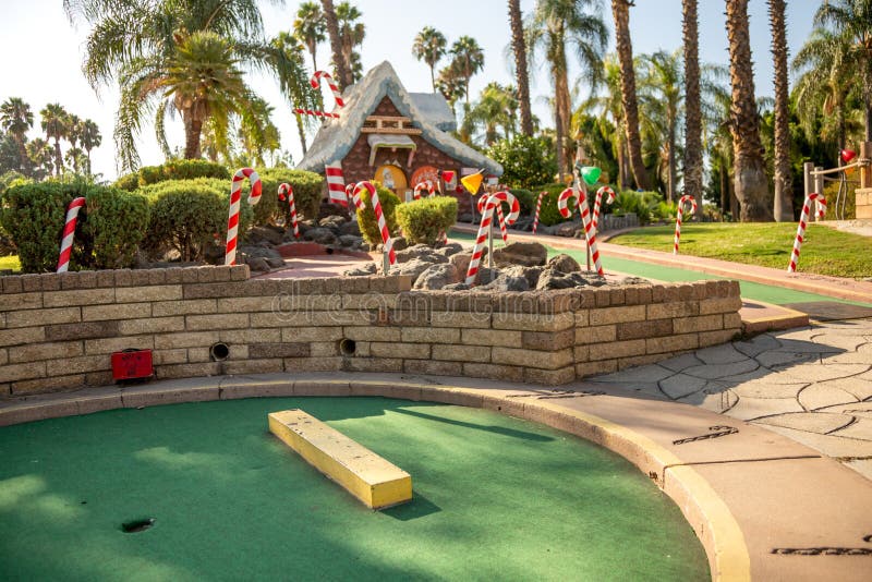 Mini Golf Course editorial stock image. Image of fountain - 175773169