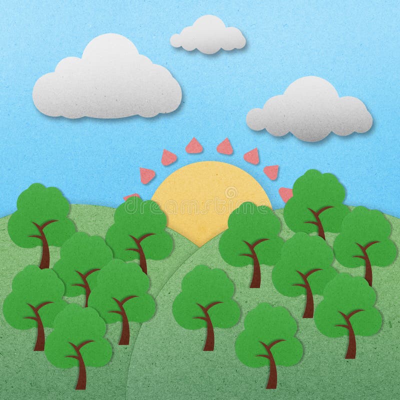 View Landscape Paper on Paper Background Stock Photo - Image of cloud ...