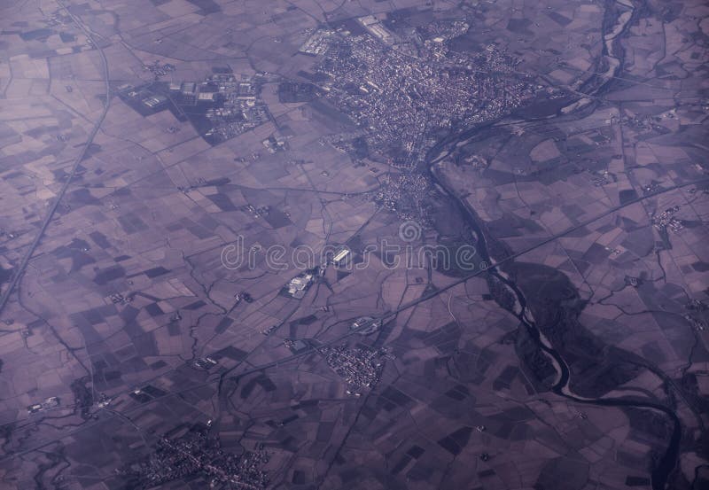 View of Landscape from the Plane Stock Image - Image of downtown ...