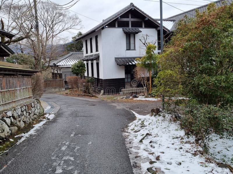 View of Landscape Yufuin Village in the Winter after Snow Fall Stock ...