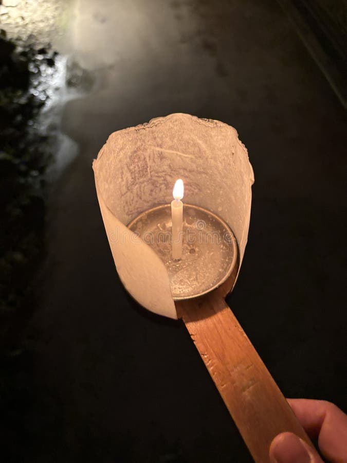 Lantern with Candle while Walking in a Cave Stock Photo - Image of ...