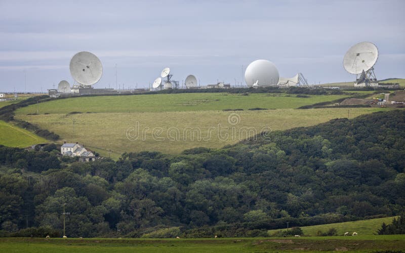Satellite TV Dishes Mounted on One Tree, Tricolor-TV Editorial Image ...