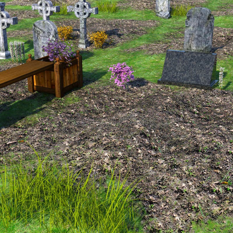 View of a Large Cemetery with Flowers, Monuments, and without Fences ...