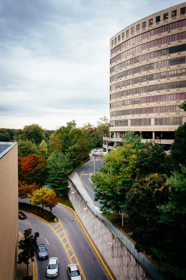 View of a Large Circular Building in Towson, Maryland. Stock Photo ...