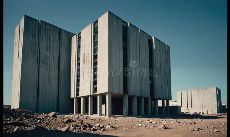 A View of a Large, Concrete Building with Numerous Windows Stock Photo ...