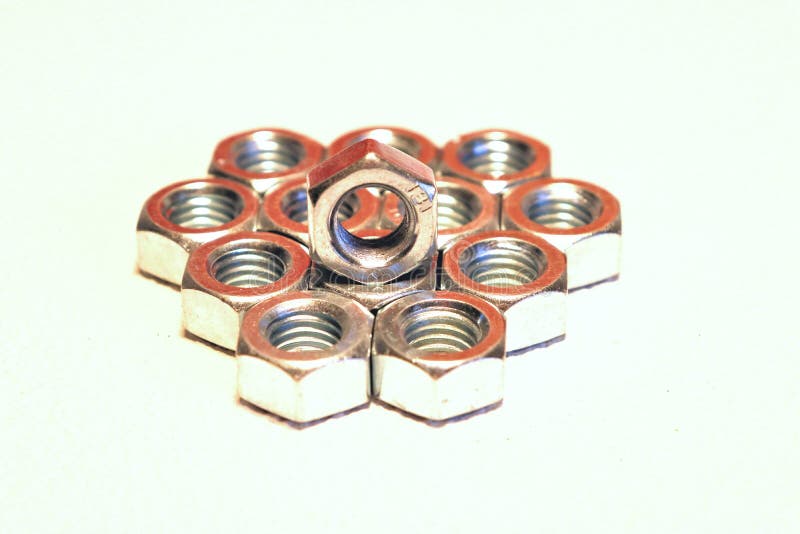 View of Large Galvanized Bolt Nuts and Fasteners Stock Photo - Image of ...