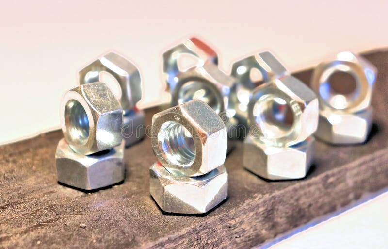 View of Large Galvanized Bolt Nuts and Fasteners Stock Image - Image of ...