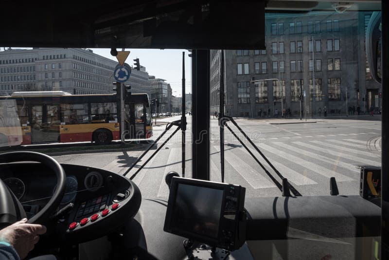 Street View through the Windshield of the Bus Editorial Photo - Image ...