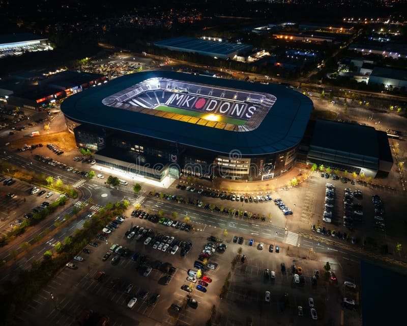 View of a Large MK Dons Stadium Complex, Illuminated at Night Editorial ...