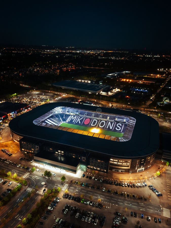 View of a Large MK Dons Stadium Complex, Illuminated at Night Editorial ...