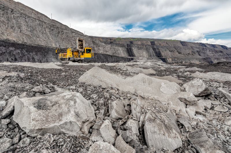 View of a Large Quarry for the Extraction of Limestone and Coal. Stock ...