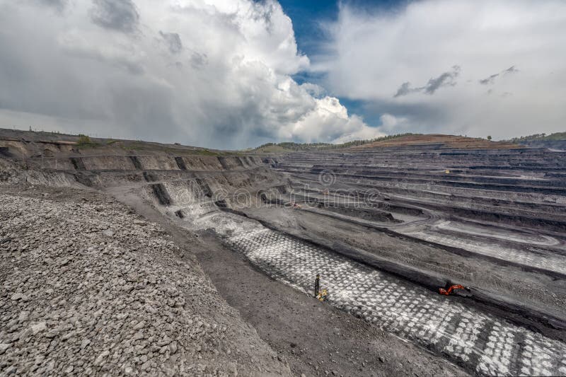 View of a Large Quarry for the Extraction of Limestone and Coal. Stock ...
