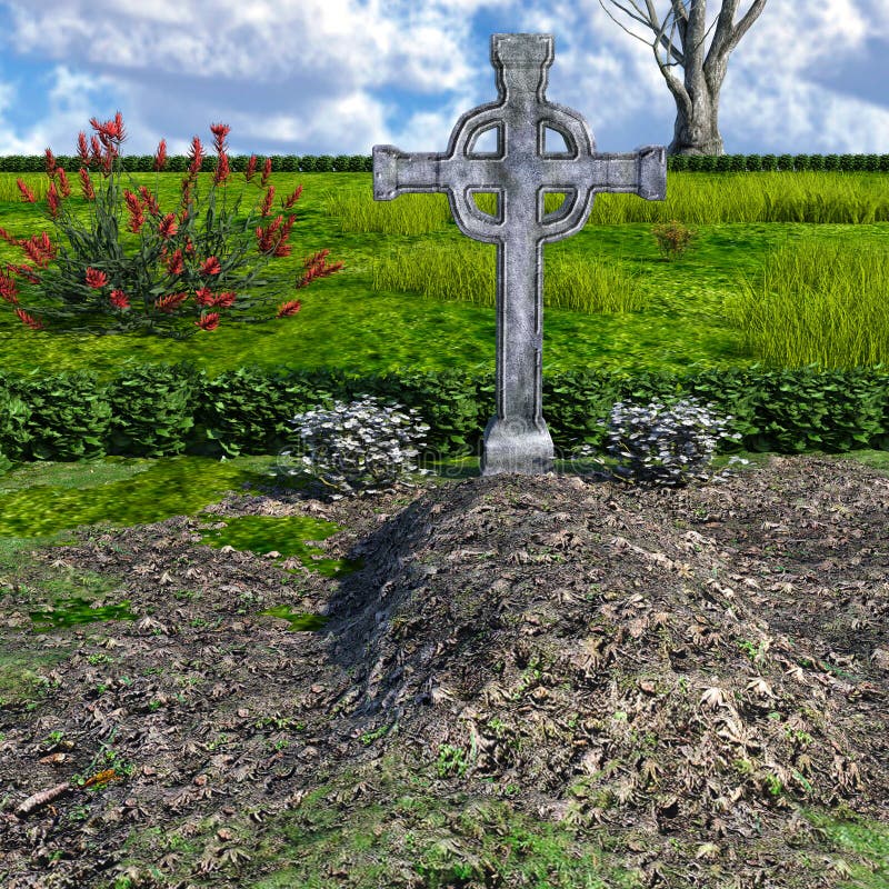View of a Large, Well-groomed Grave in a Cemetery with Plants 库存例证 - 插画 ...