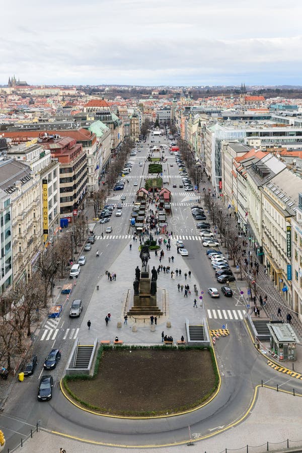 View of Wenceslas Square from the Dome of the National Museum Prague ...