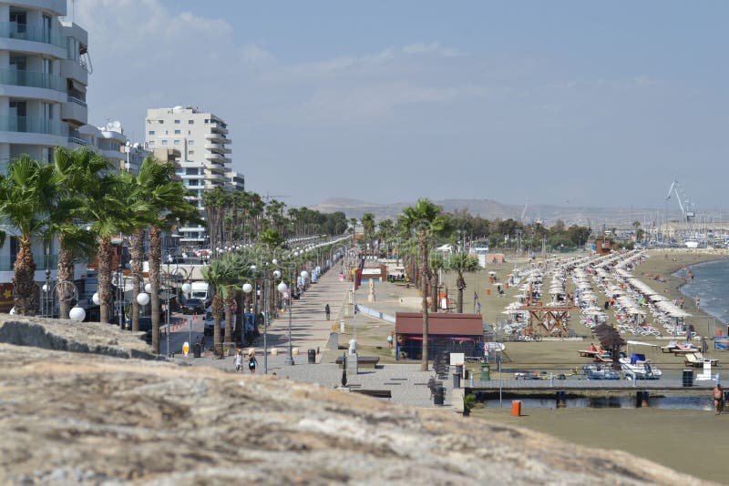 View of the Larnaca Beach Strip in the Summertime. Editorial Stock ...