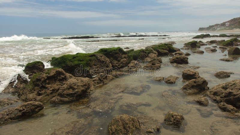 View of the Las Pocitas Sector on the Beach of Mancora on a Cloudy Day ...