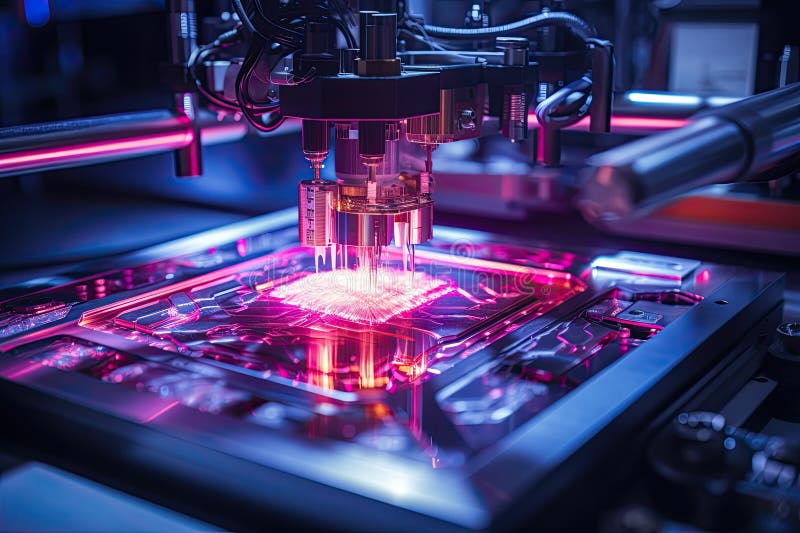 Process of Laser Manufacturing High-precision Components, Bright Color ...