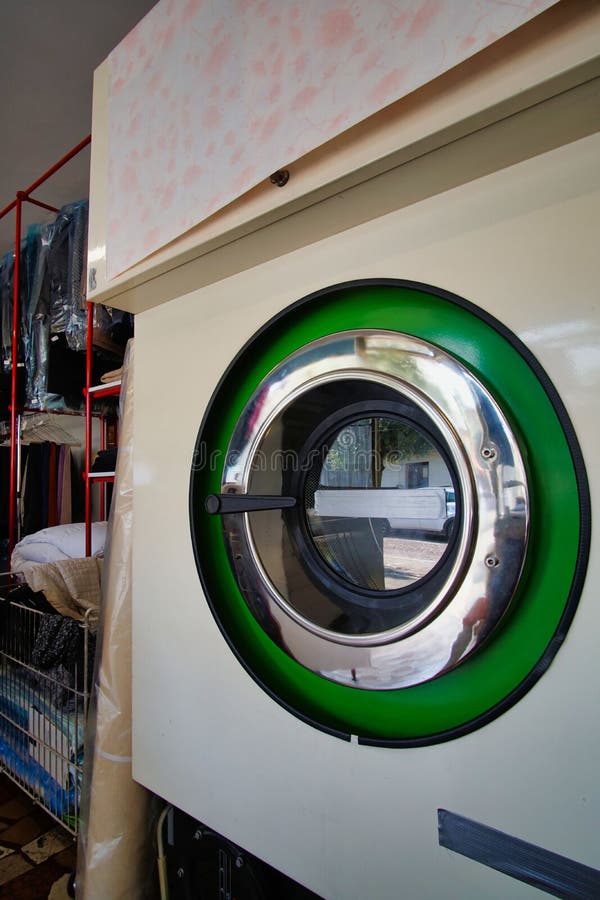 View of Laudry from Inside with Tools, Washing Machine and Iron Stock ...