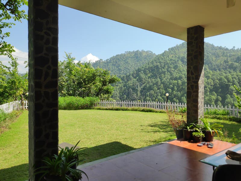 A View of the Lawn from Sit-out Stock Image - Image of lush, outdoor ...