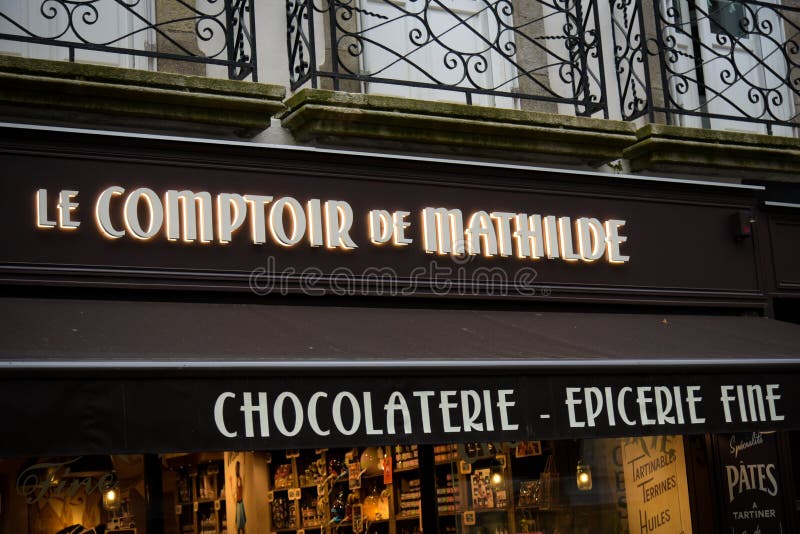 View on Le Comptoir De Mathilde Signboard Editorial Stock Image - Image ...