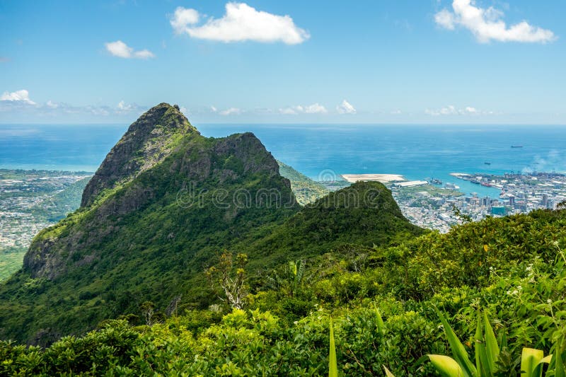 View from Le Pouce Mountain in Central Mauritius Stock Image - Image of ...