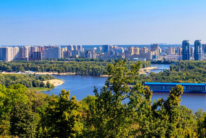 View of Left Bank of the Dnieper River in Kiev, Ukraine Stock Photo ...