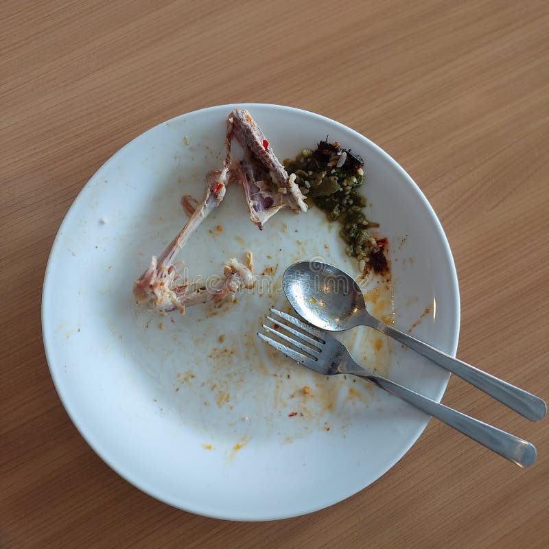 A View of Leftover Meals in a Plate Stock Image - Image of plate, plant ...