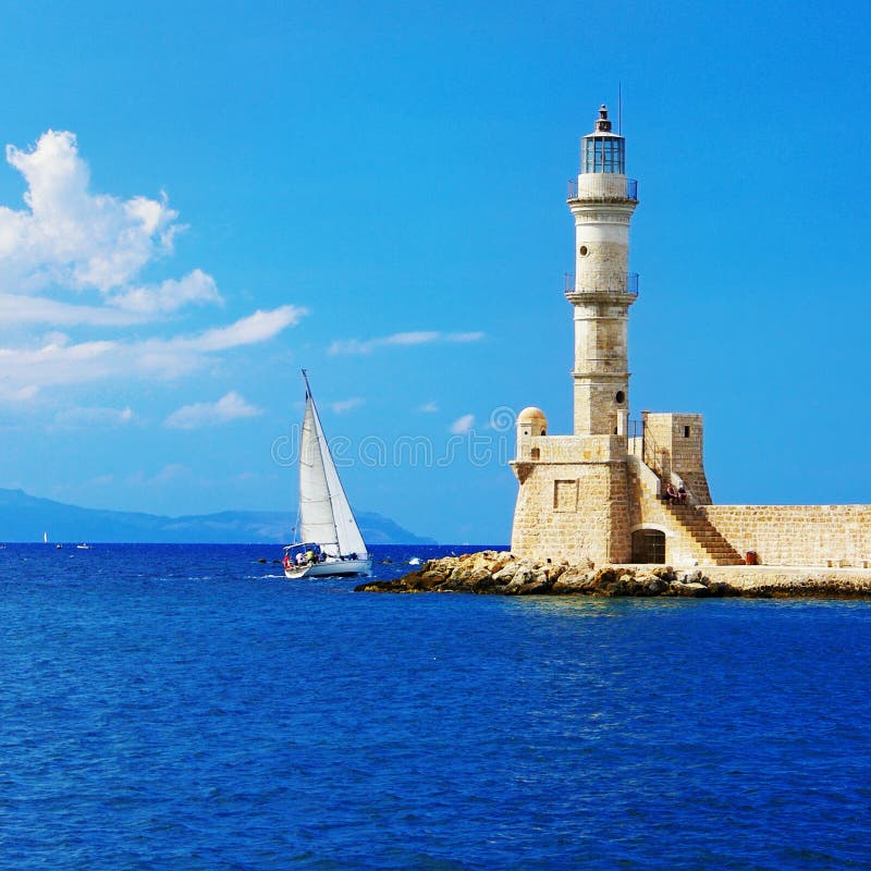 The Egyptian Lighthouse at the Old Harbor of Rethimno through a Frame ...