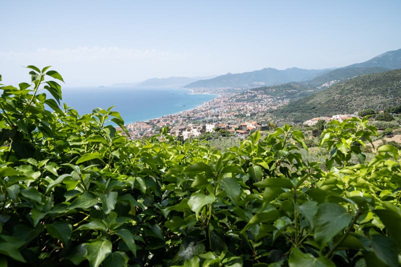 View of the Ligurian Ponente Coast Stock Image - Image of medieval ...