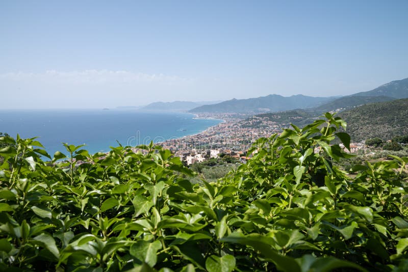 View of the Ligurian Ponente Coast Stock Image - Image of fishing ...