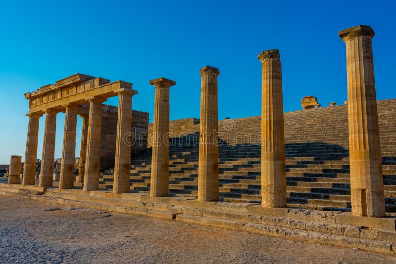 View of Lindos Acropolis at Greek Island Rhodes Editorial Photography ...