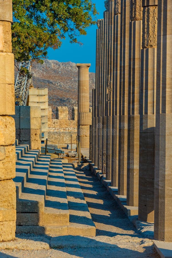 View of Lindos Acropolis at Greek Island Rhodes Editorial Stock Photo ...