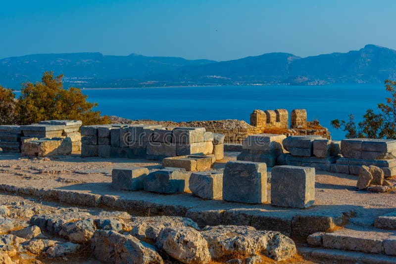 View of Lindos Acropolis at Greek Island Rhodes Editorial Stock Image ...