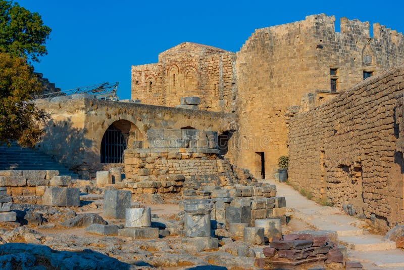 View of Lindos Acropolis at Greek Island Rhodes Editorial Photo - Image ...